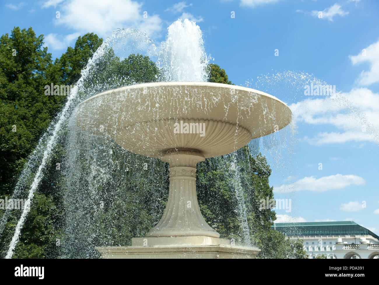 The classical fountain in Saxon Garden - the public park in Warsaw ...