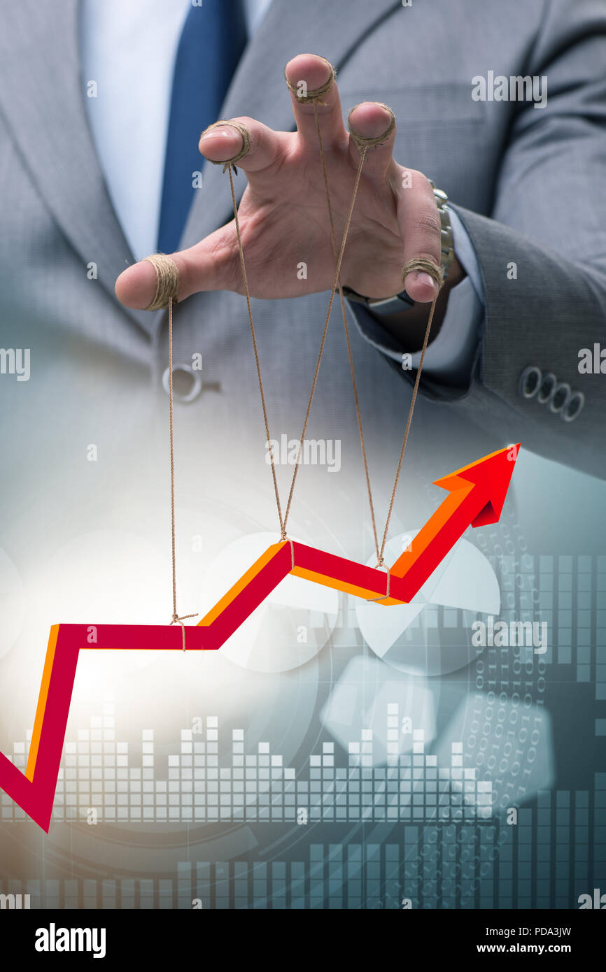 Hand supporting the growth chart line Stock Photo - Alamy