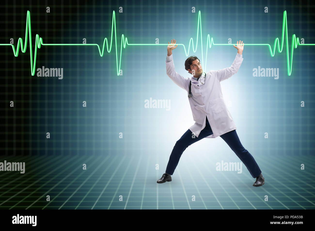 Doctor cardiologist supporting cardiogram heart line Stock Photo - Alamy