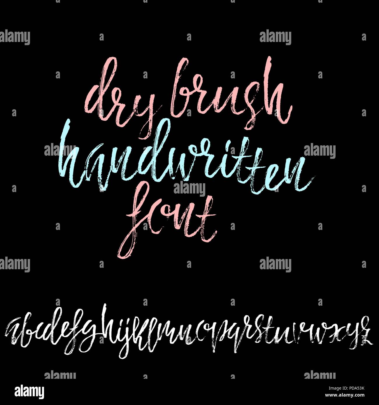 Hand drawn dry brush lettering. Grunge style alphabet. Handwritten font ...