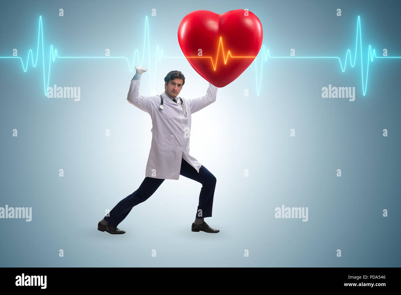 Doctor cardiologist supporting cardiogram heart line Stock Photo - Alamy