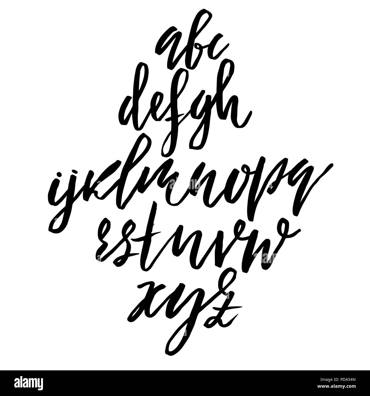 Hand drawn dry brush lettering. Grunge style alphabet. Handwritten font ...