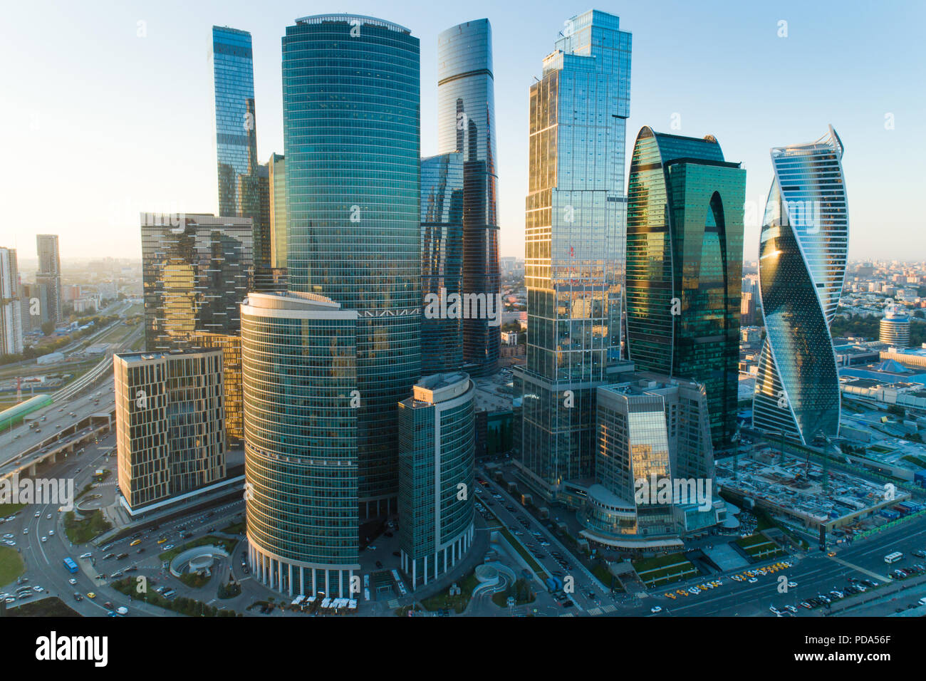 Aerial view of Moscow in summer, Russia. Modern skyscrapers Stock Photo ...