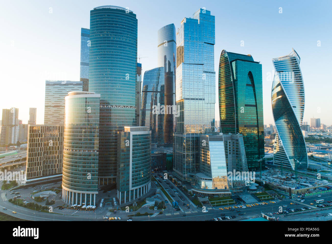 Aerial view of Moscow in summer, Russia. Modern skyscrapers Stock Photo ...