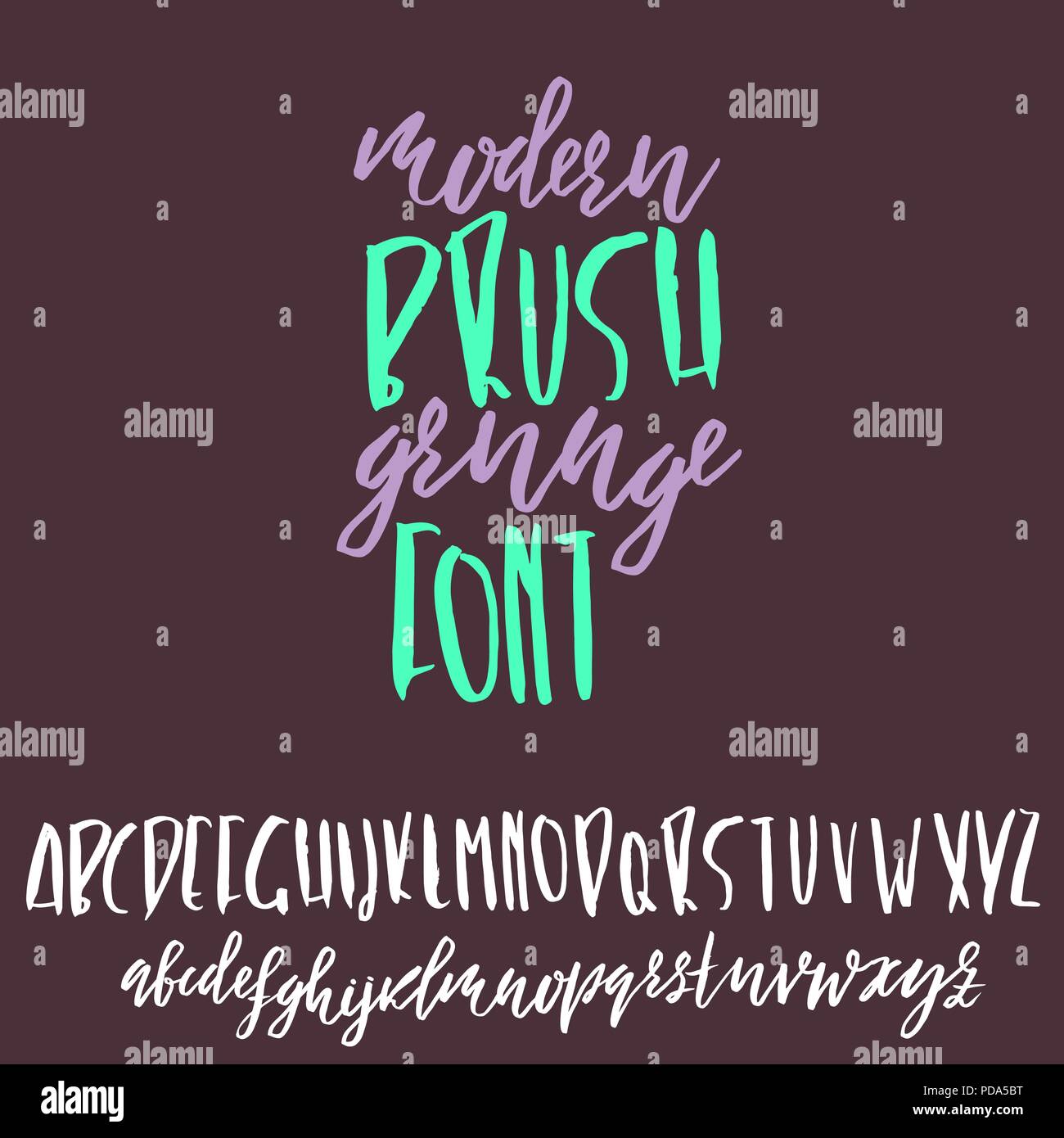 Hand drawn dry brush lettering. Grunge style alphabet. Handwritten font ...
