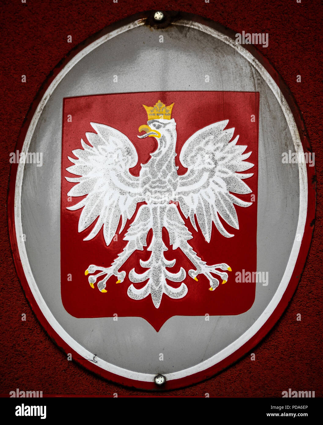 POLAND, KRAKOW - March 19, 2018: Coat of arms of Poland. The coat of ...