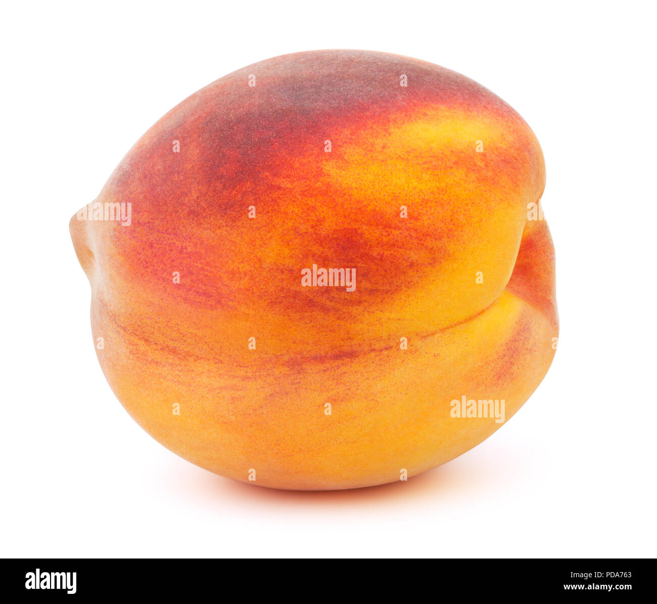 Fresh red and yellow peach fruit isolated on the white background with ...