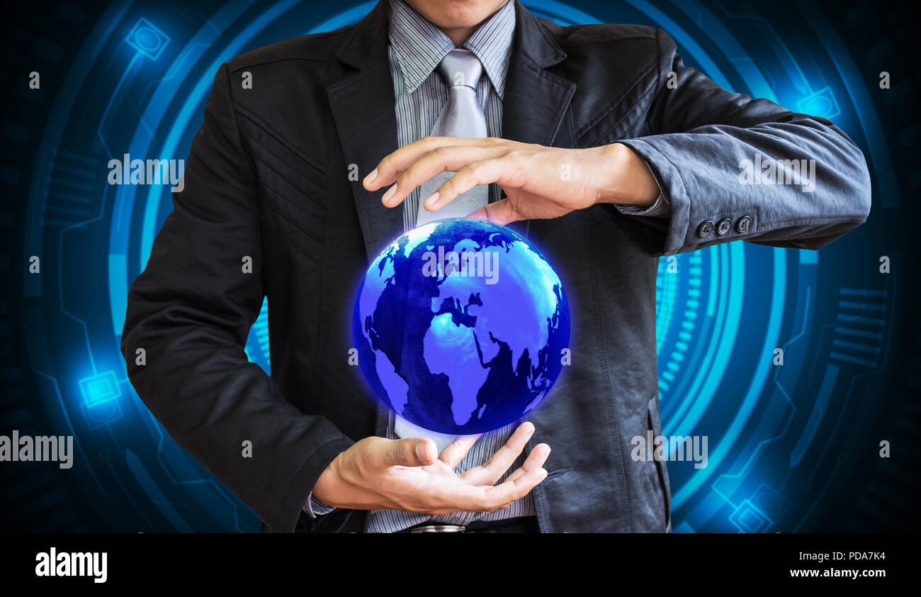 business man world technology Stock Photo - Alamy