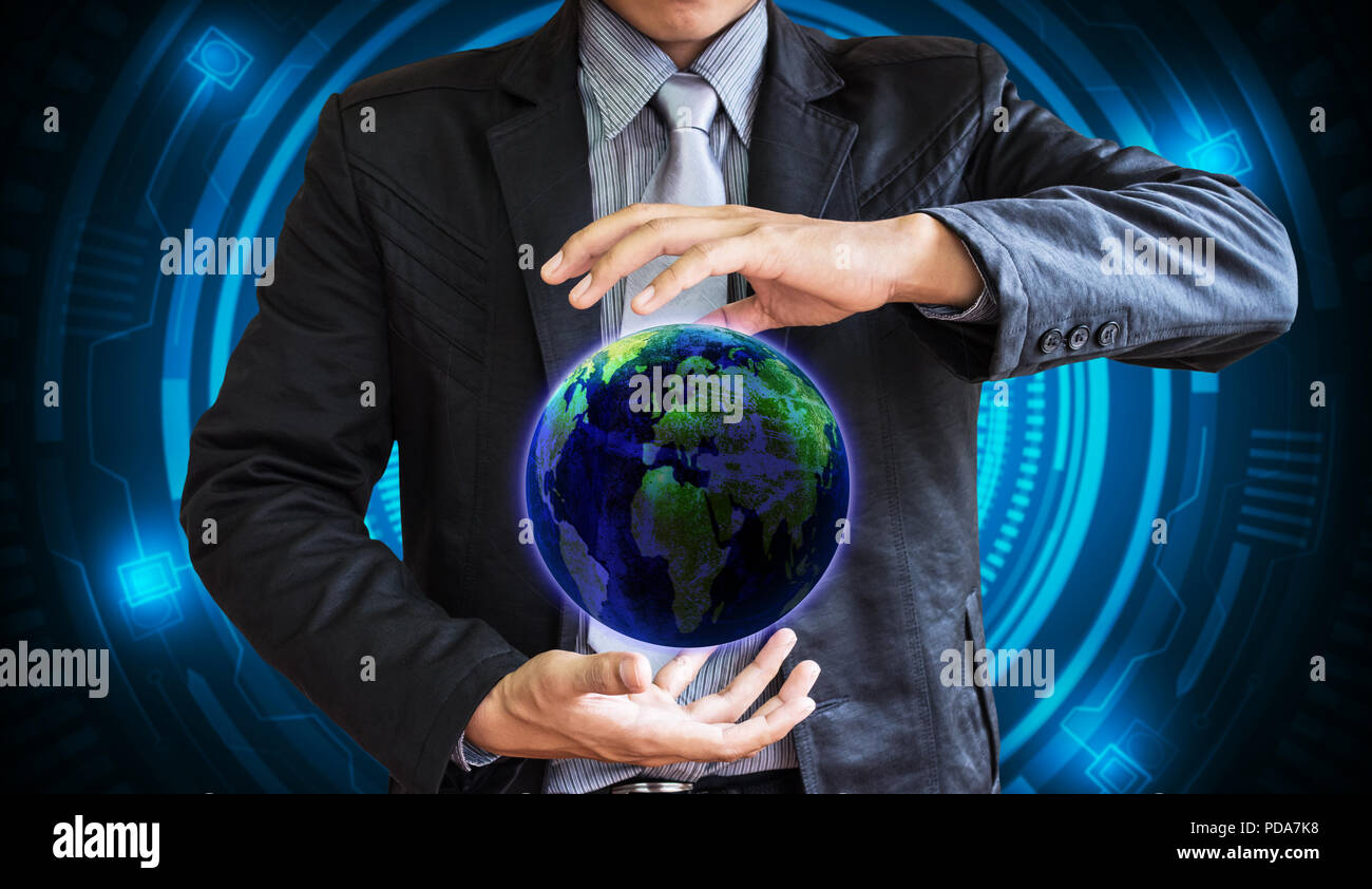 business man world technology Stock Photo - Alamy