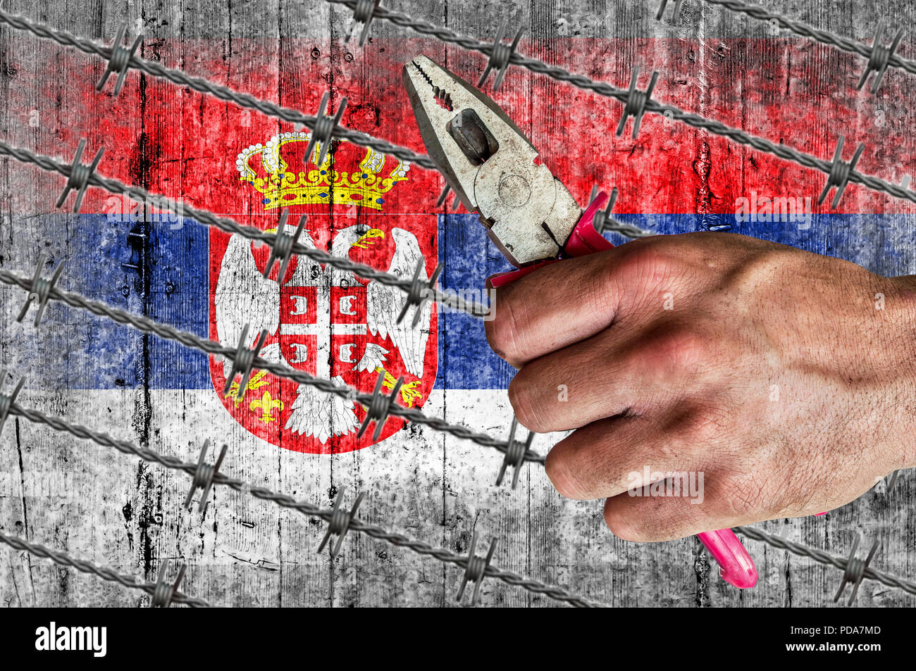 Serbian border sign hi-res stock photography and images - Alamy