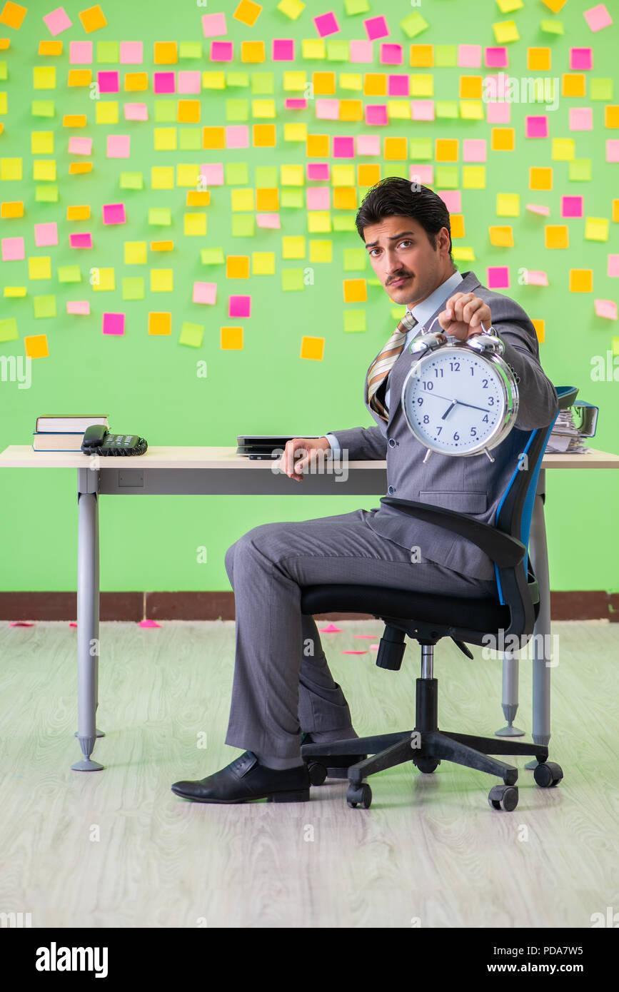 Businessman with many conflicting priorities in time management concept ...