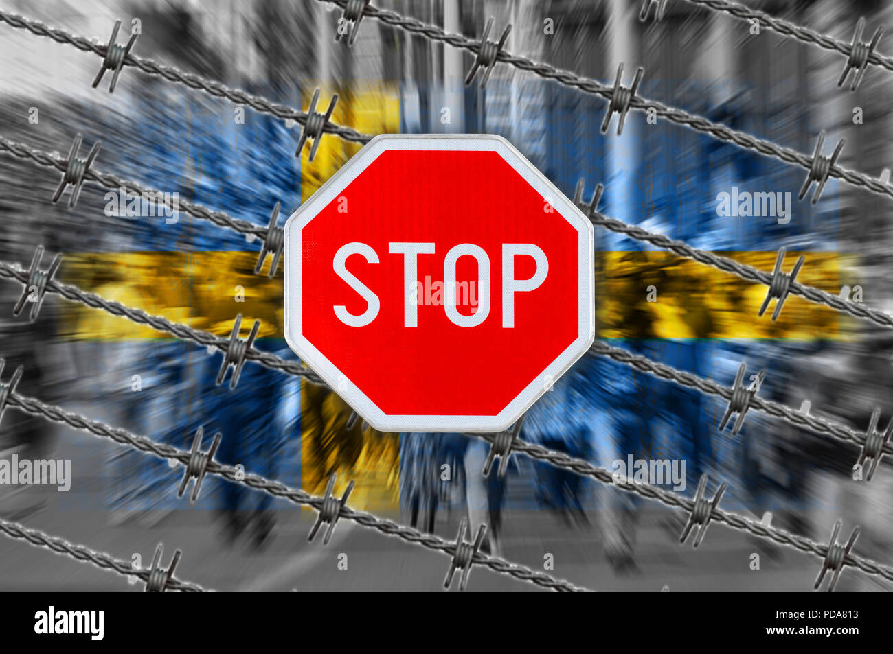 Sweden flag and barb wire with pliers Stock Photo - Alamy