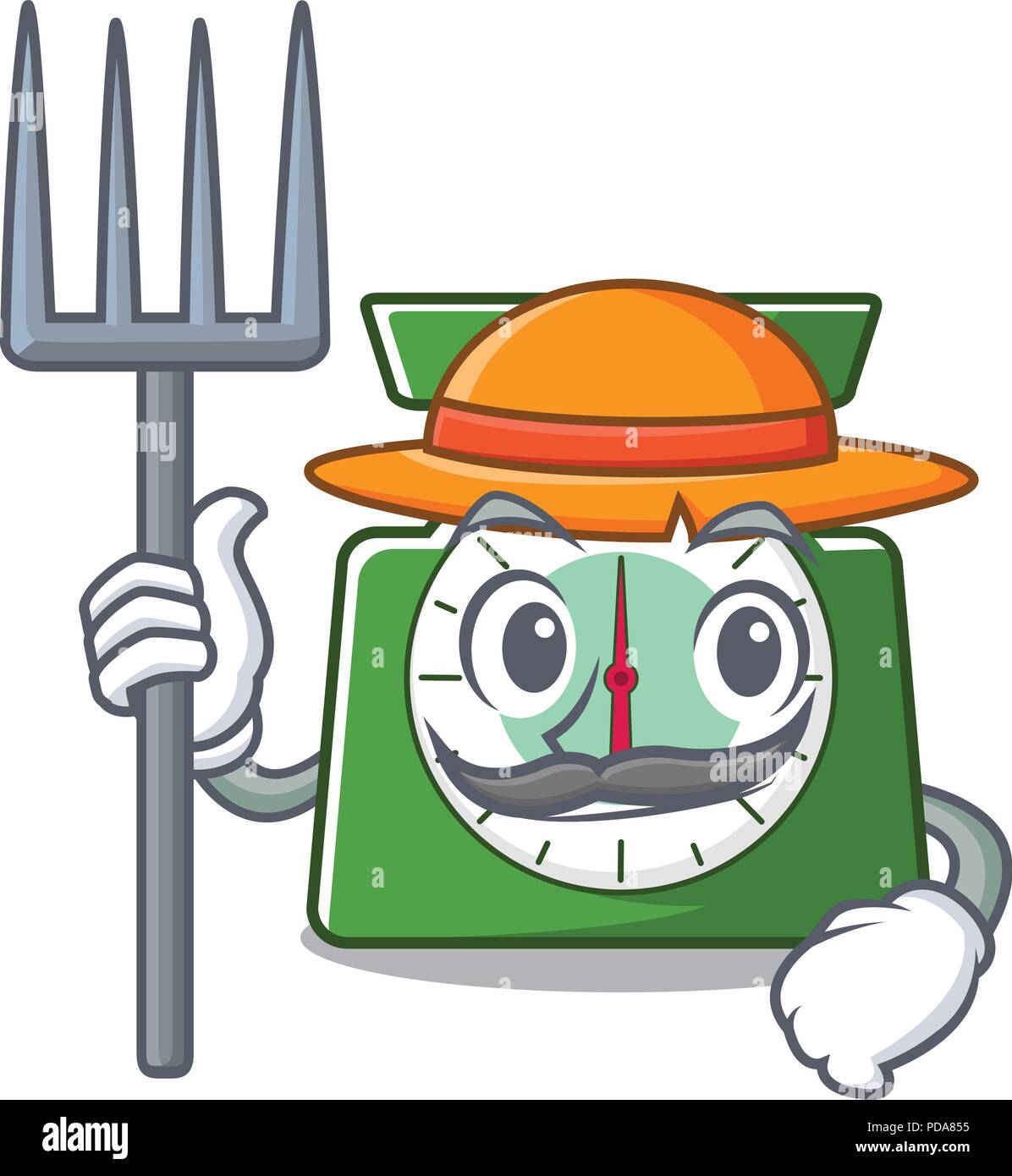 Farmer kitchen scale character cartoon Stock Vector Image & Art - Alamy