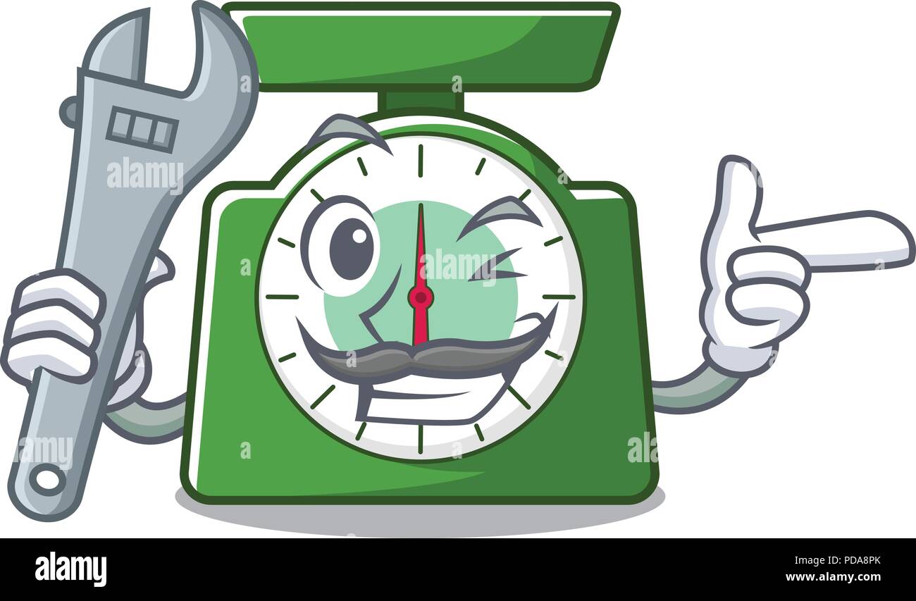 Mechanic kitchen scale mascot cartoon Stock Vector Image & Art - Alamy
