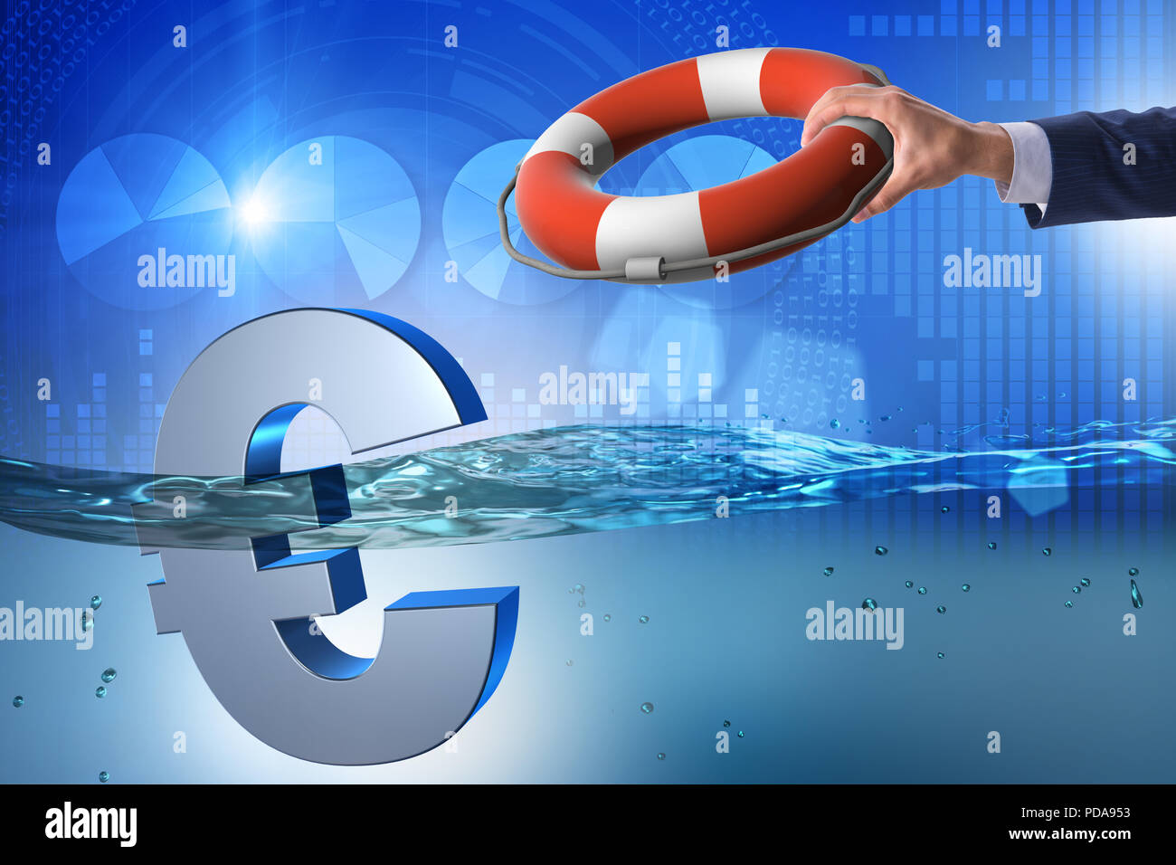 Businessman saving euro currency from inflation Stock Photo - Alamy