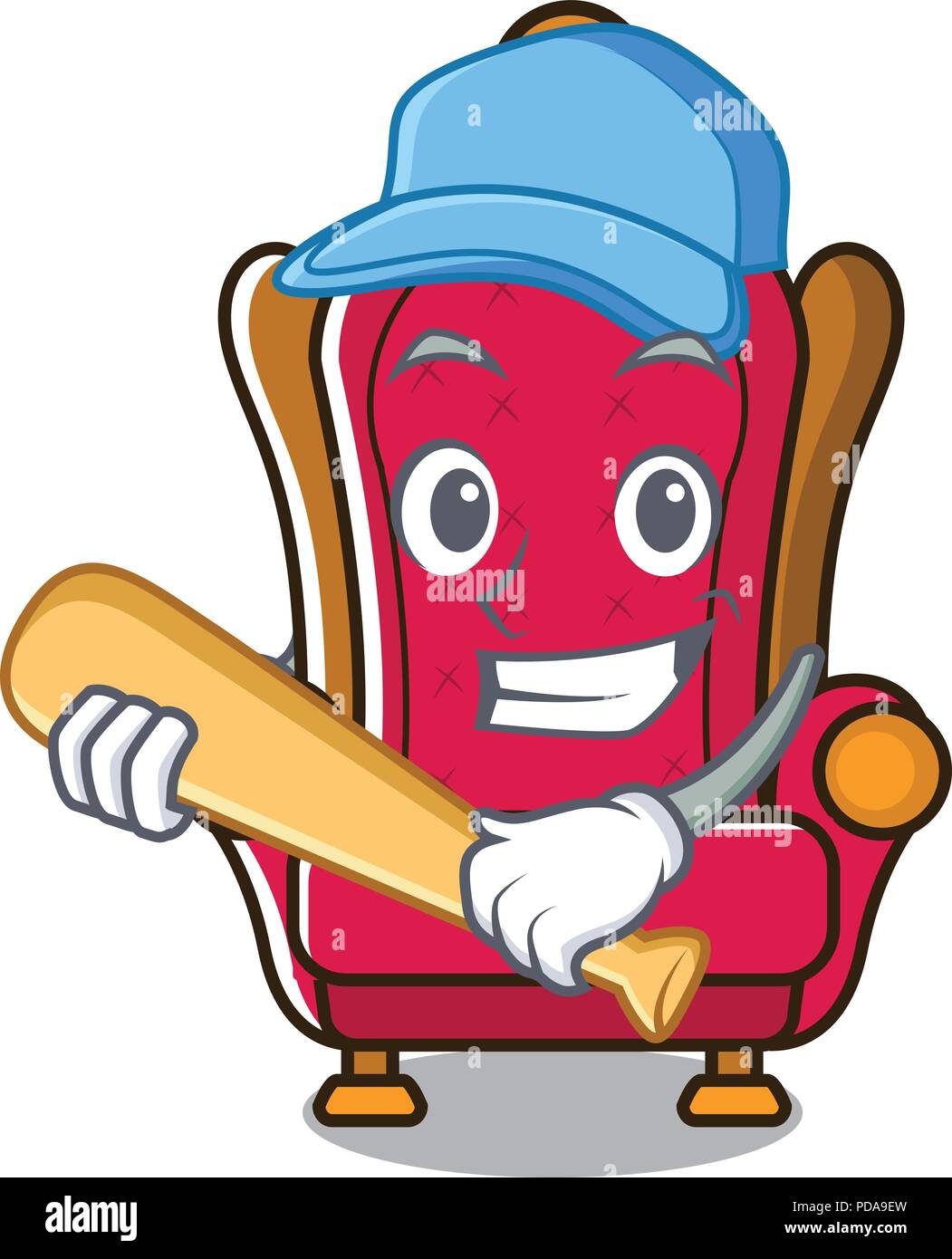 Playing baseball king throne character cartoon vector illustration ...
