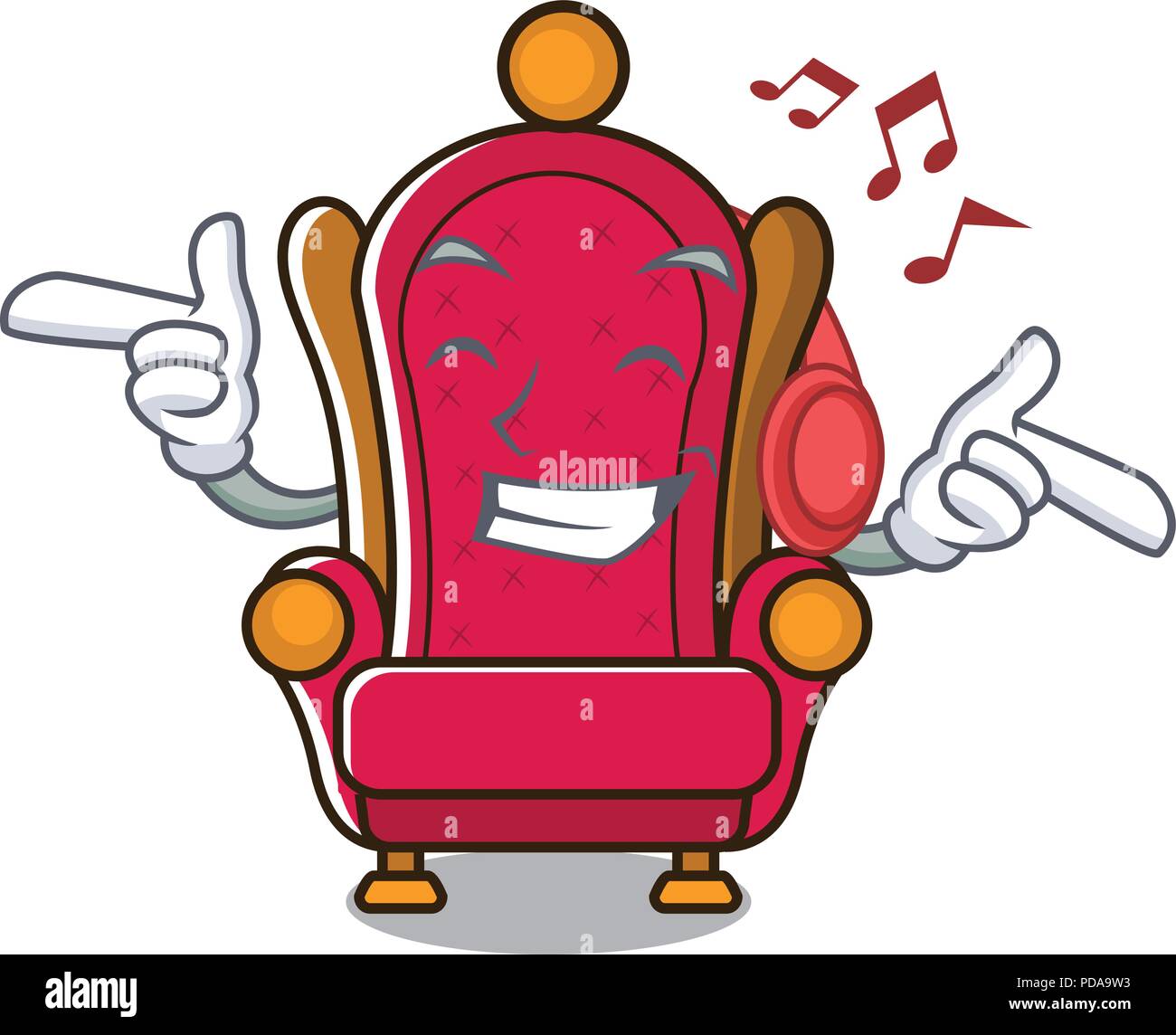 Listening music king throne mascot cartoon Stock Vector Image & Art - Alamy