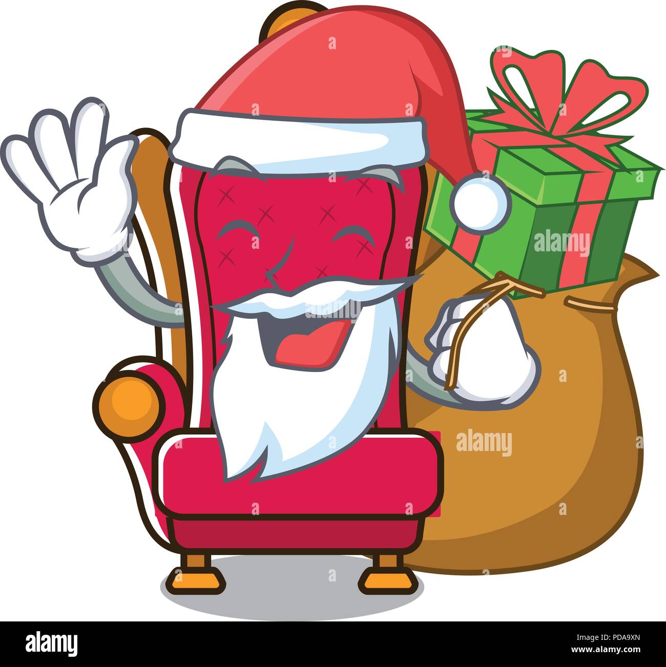Santa with gift king throne mascot cartoon Stock Vector Image & Art - Alamy