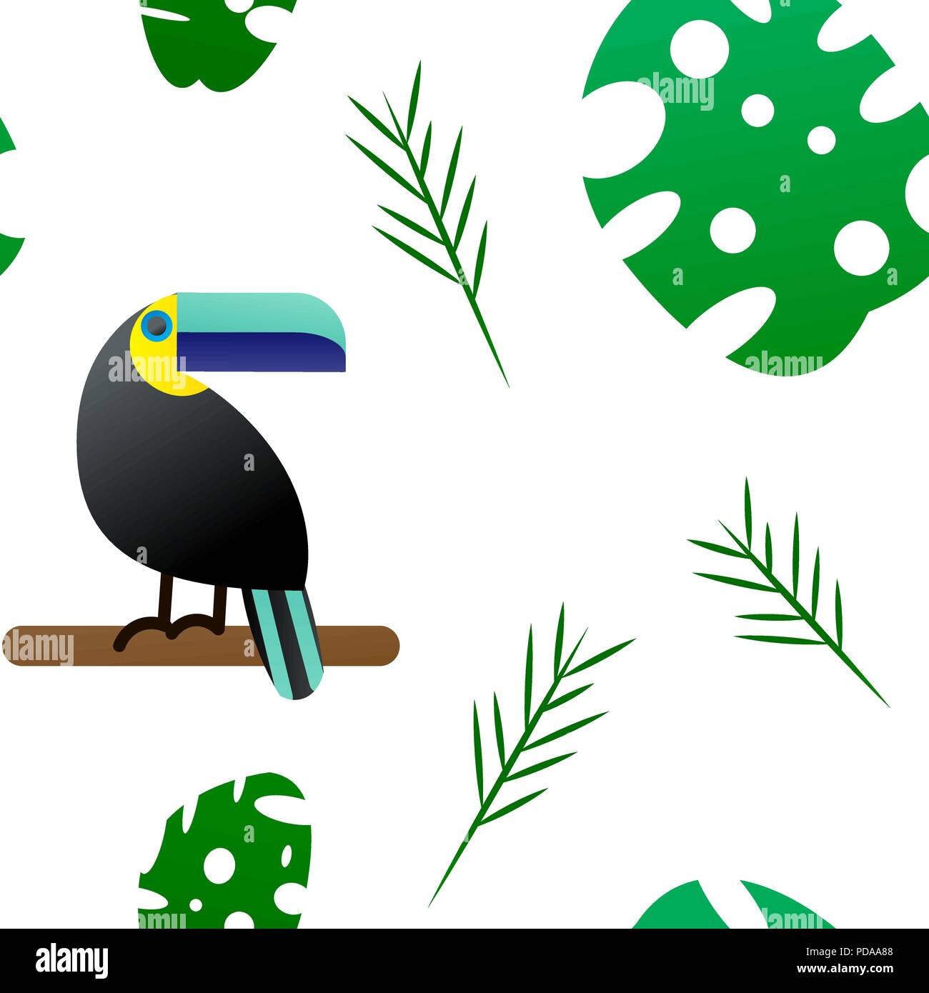 Vector illustration. Seamless pattern. Toucan and tropical monster ...
