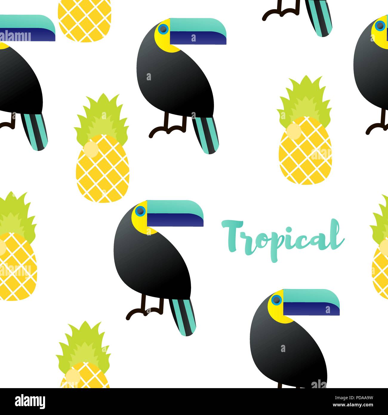 Vector illustration. Seamless pattern. Tropical ornaments. Toucan ...