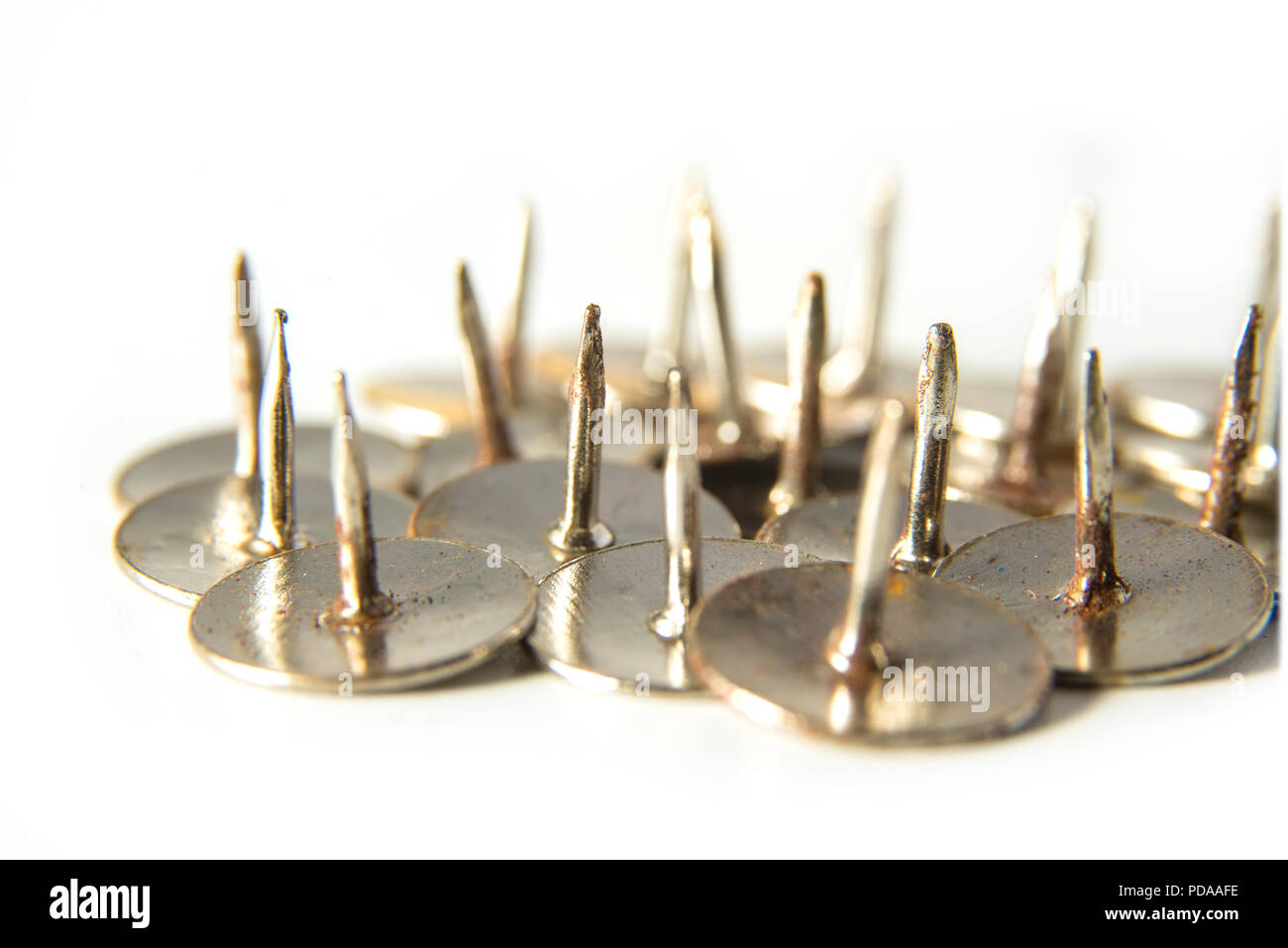 Old thumb pin isolated on the white background Stock Photo - Alamy