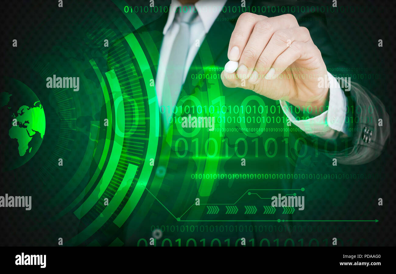 Business man hand pointing abstract technology digital Stock Photo - Alamy