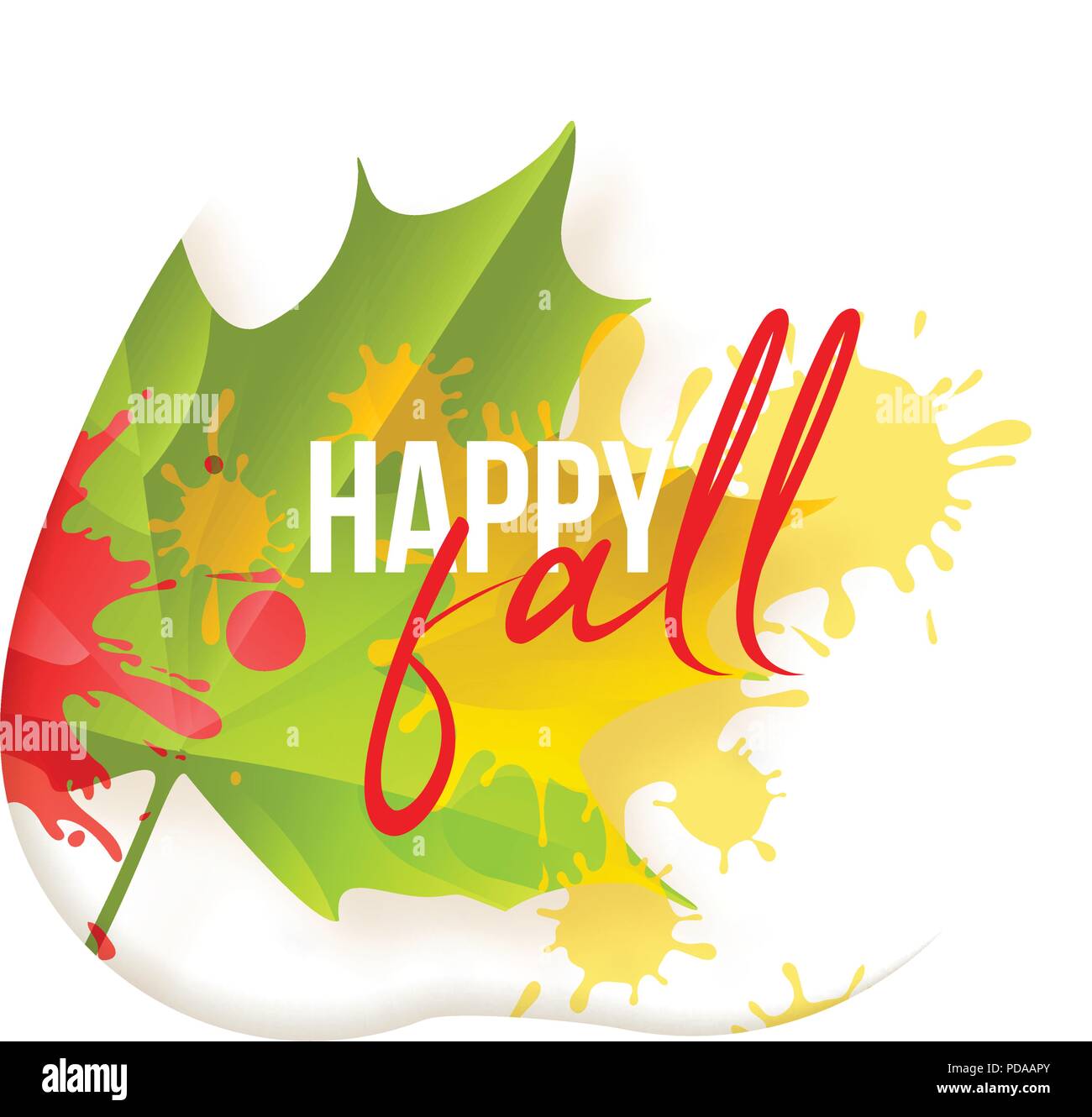 Falling maple leaf recolor from green to autumn colors, vector ...