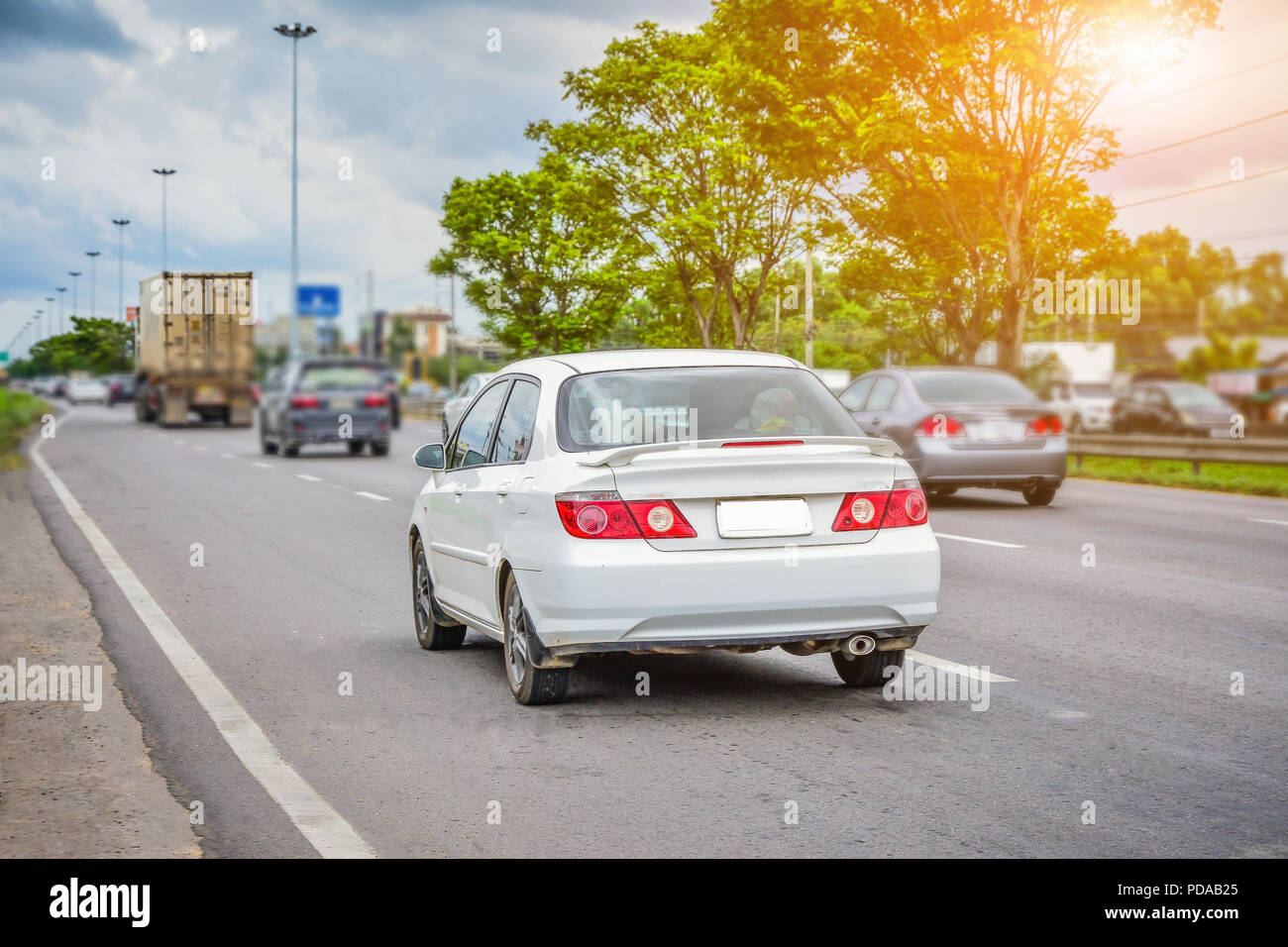 Car driving on road,Car on highway road transportation Stock Photo - Alamy