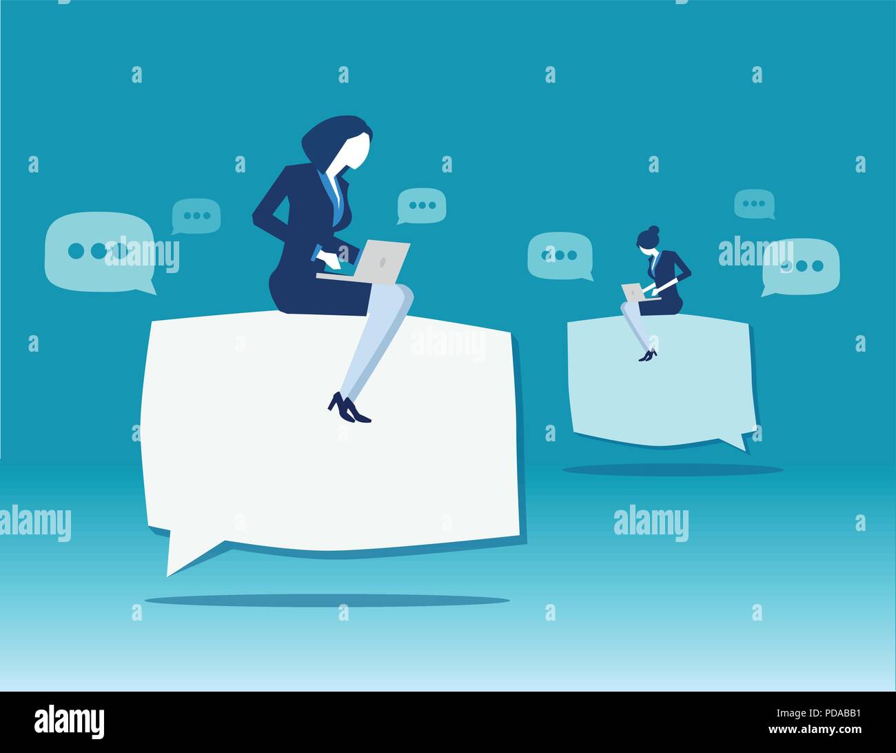 Business women using laptops sending messages, emails and sharing ideas ...