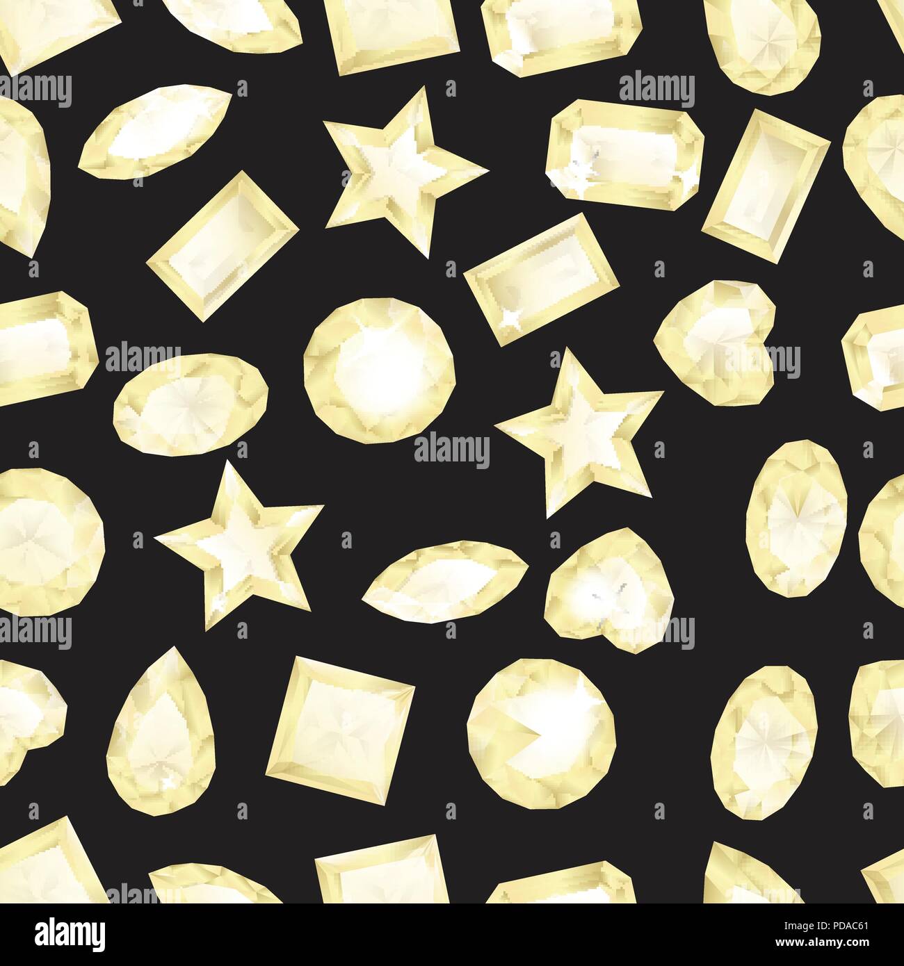 Seamless pattern with white colorful gem stones on black background ...