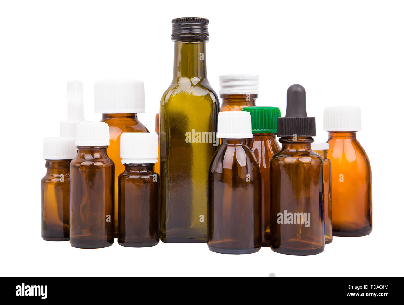 Brown Bottles, Medicine. Set of various bottles, medical Stock Photo ...