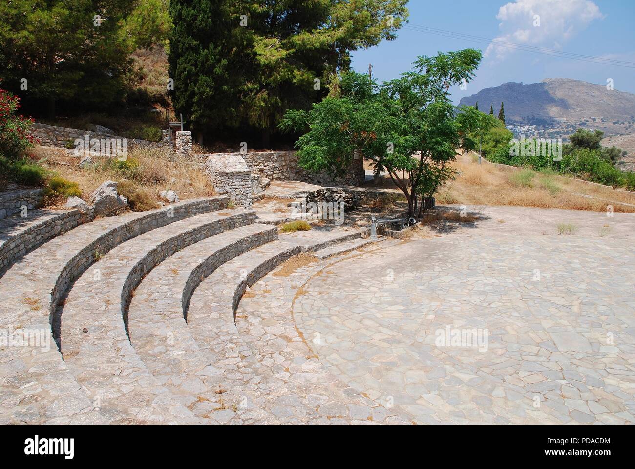 The amphitheatre at the Cave of Charkadio on the Greek island of Tilos ...