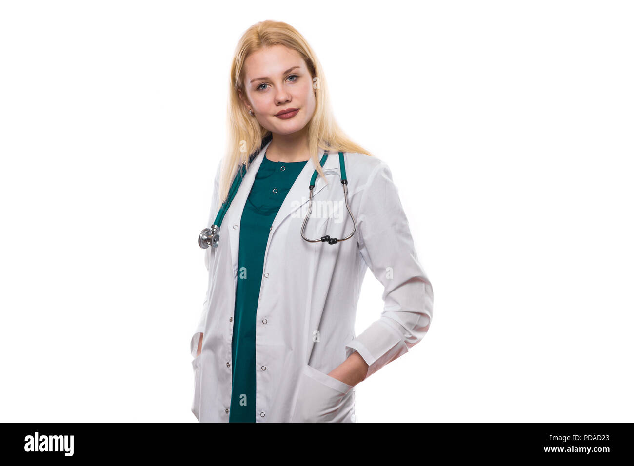Woman doctor with stethoscope Stock Photo - Alamy