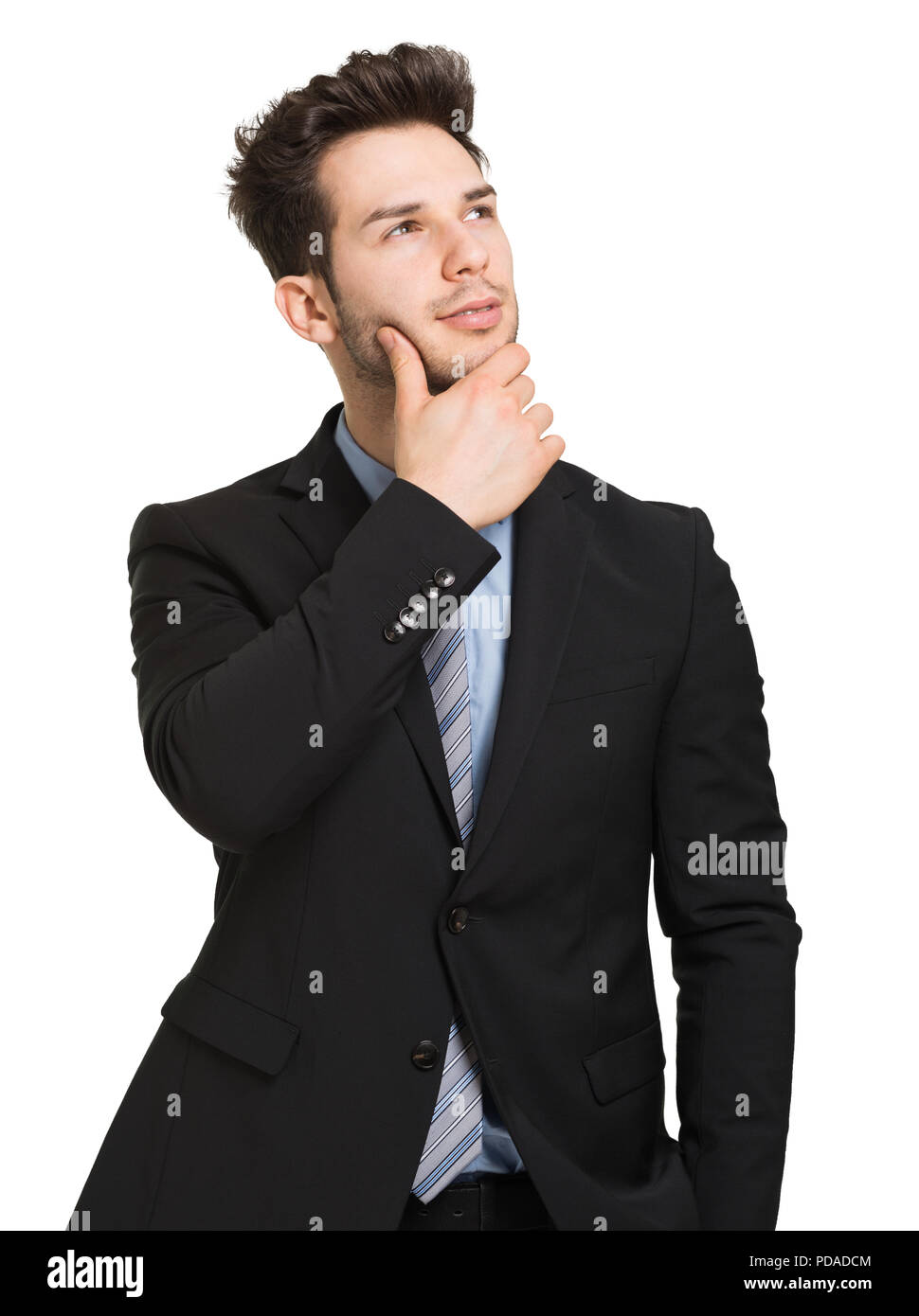 Young smiling man looking up. Isolated on white Stock Photo - Alamy
