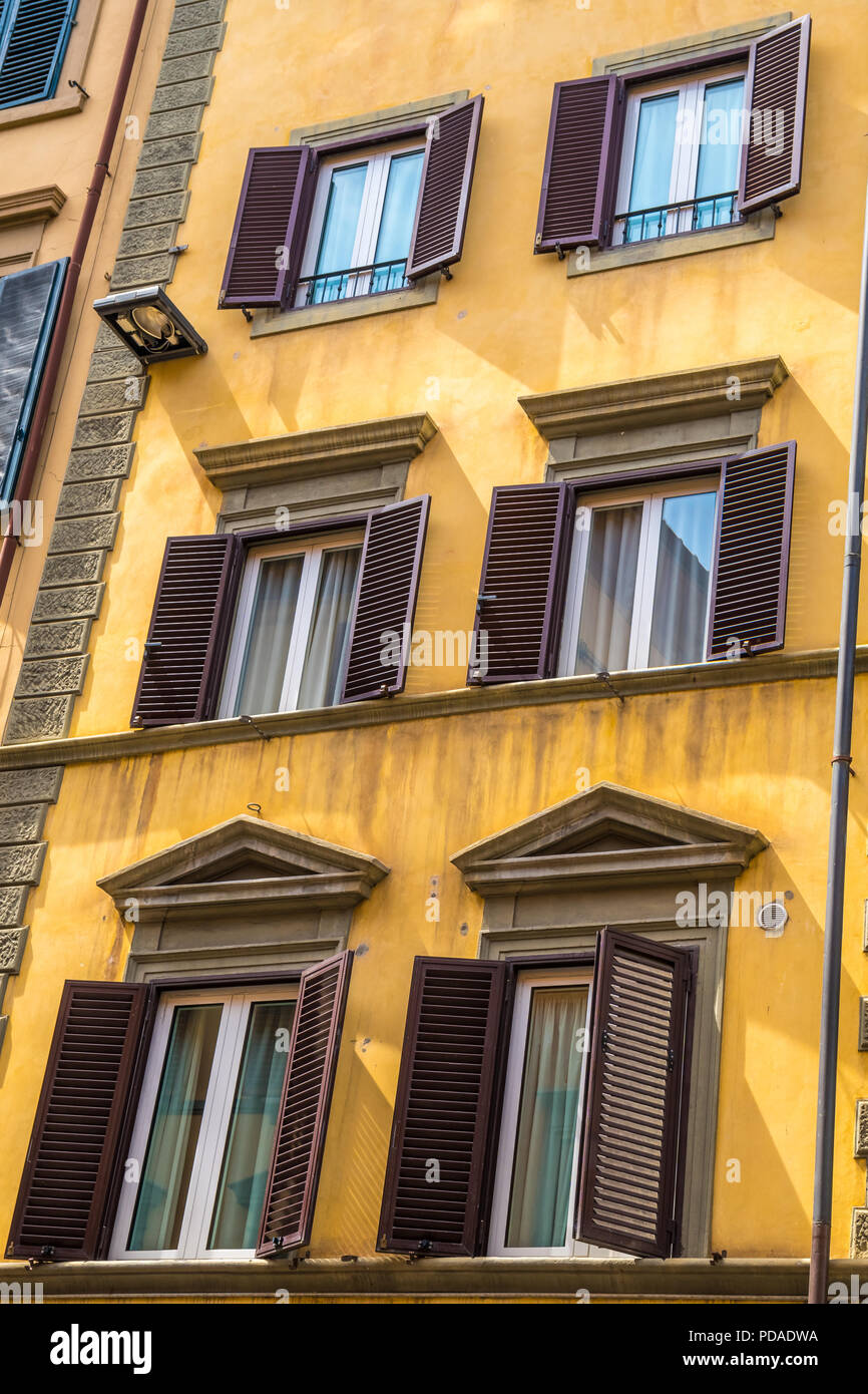 Typical windows of Florence architecture in monumental building ...