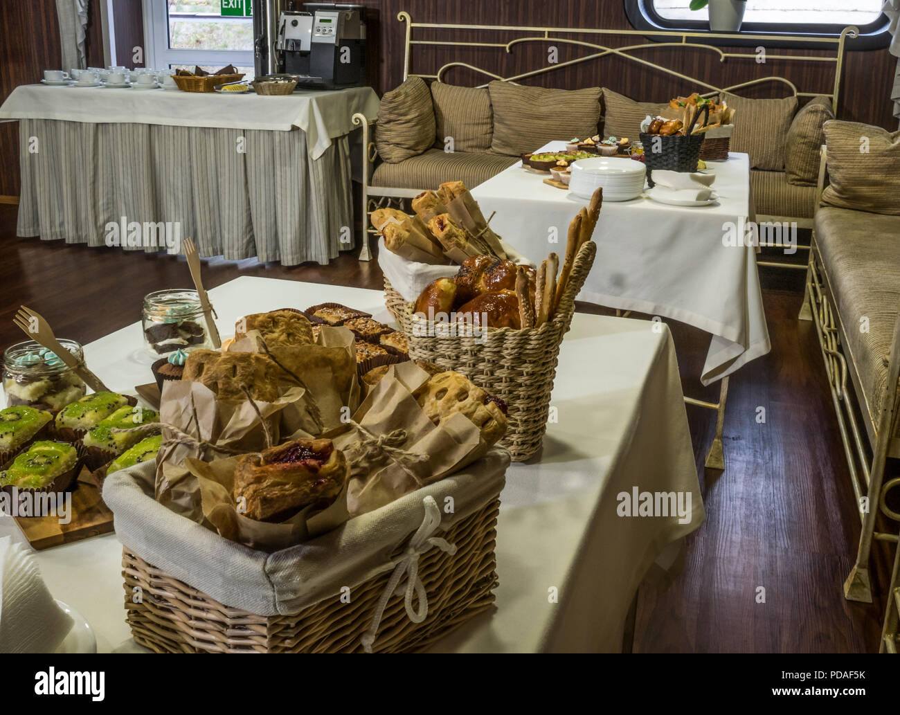tables served for snacks Stock Photo - Alamy