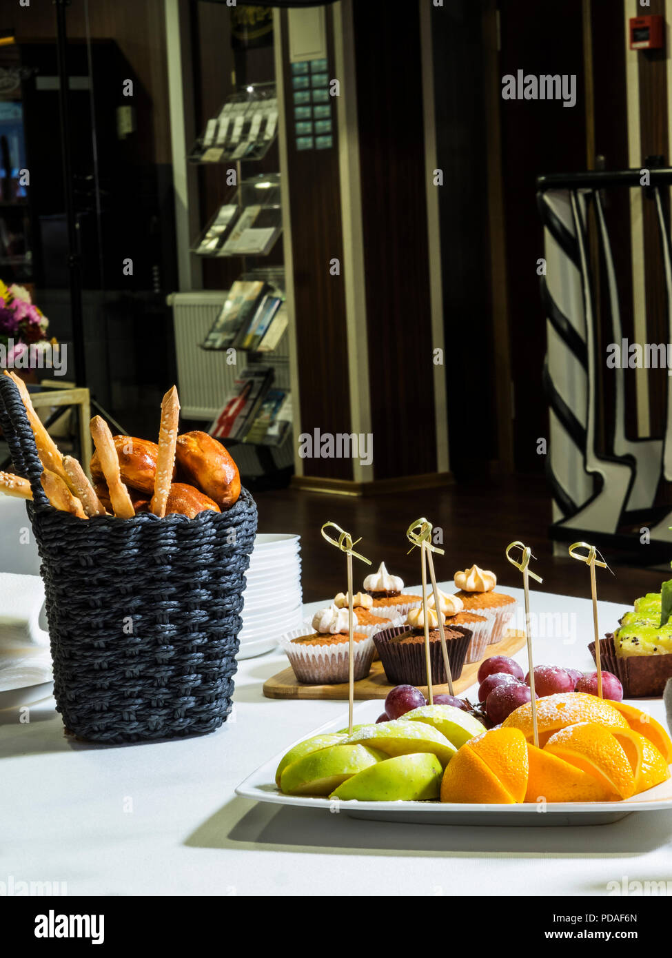 tables served for snacks Stock Photo - Alamy