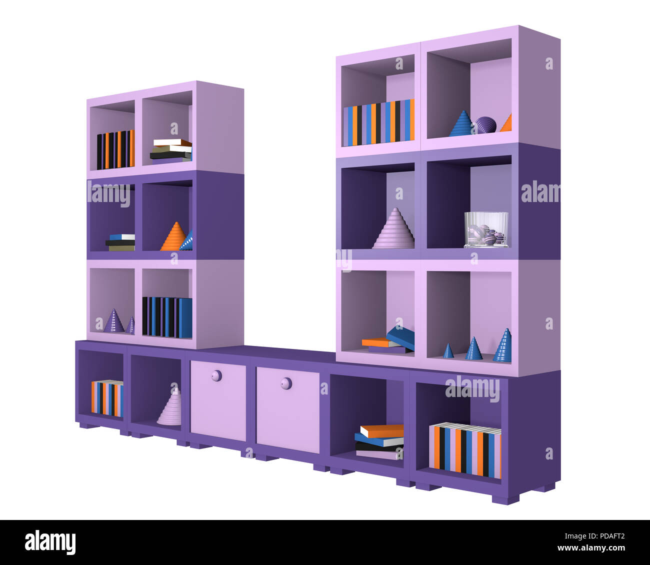 3d render bookshelf Cut Out Stock Images & Pictures - Alamy