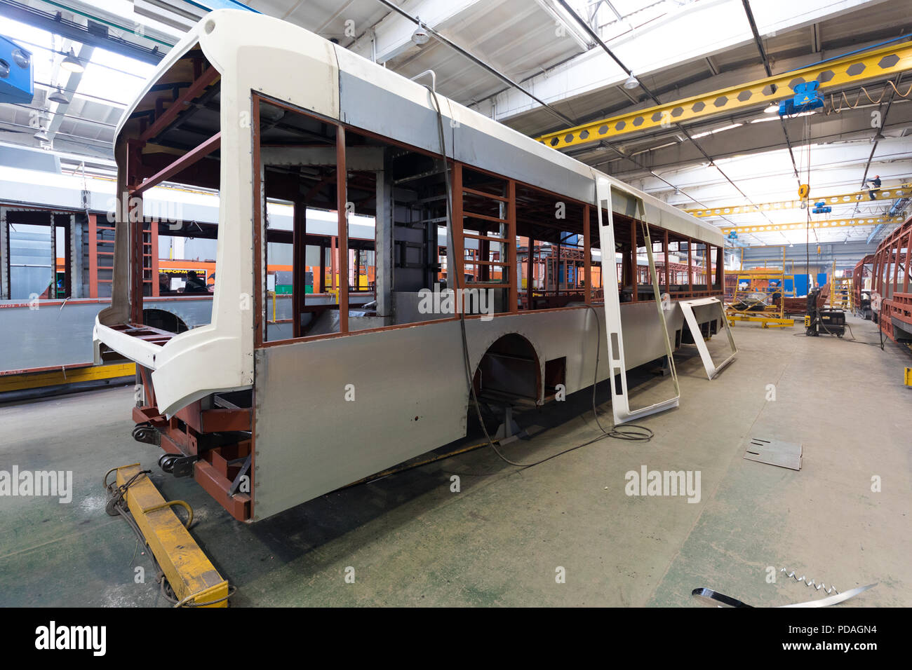 Minsk, Belarus - February 22, 2018: Bus production manufacture Stock ...
