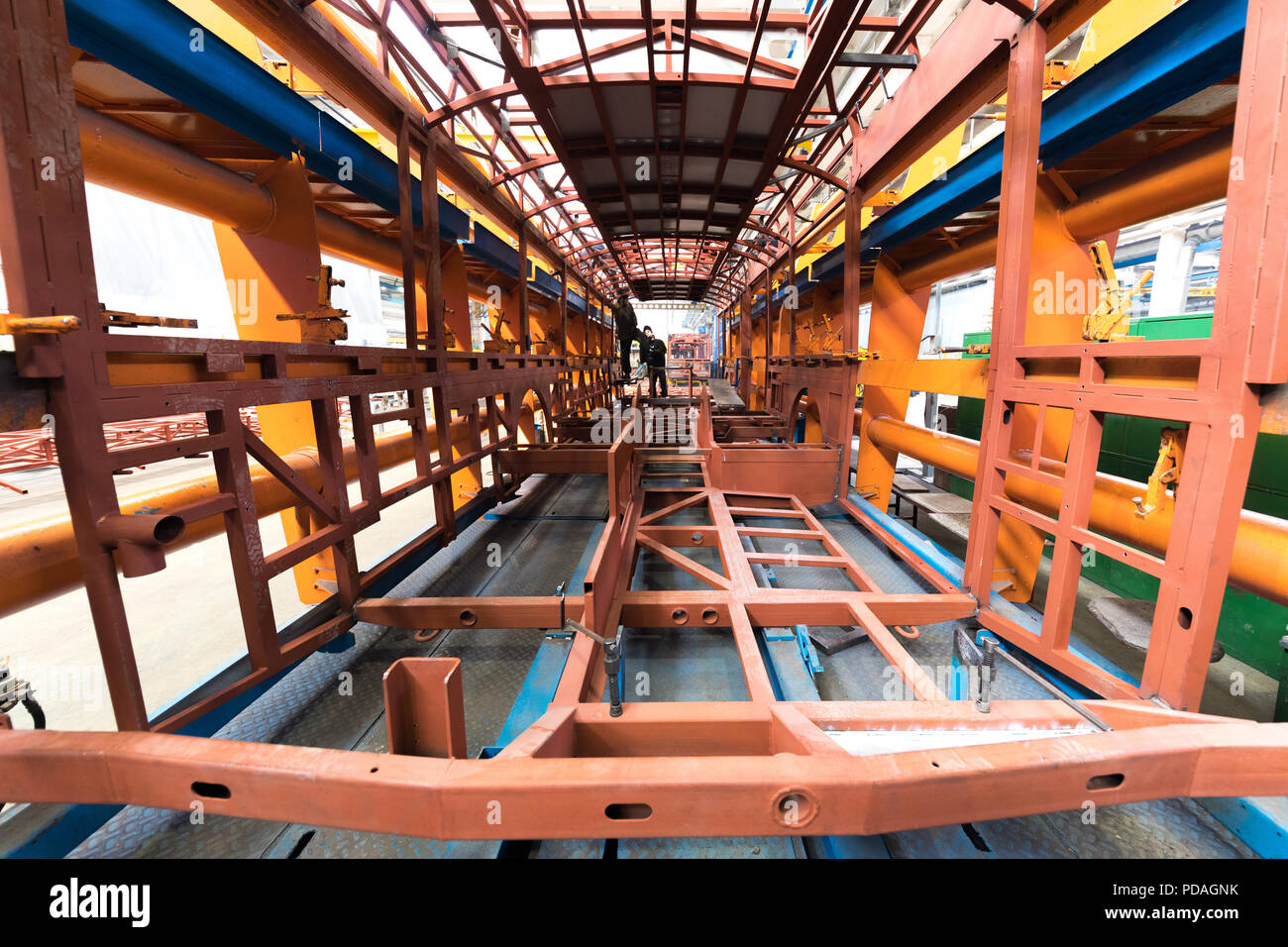 Minsk, Belarus - February 22, 2018: Bus production manufacture Stock ...