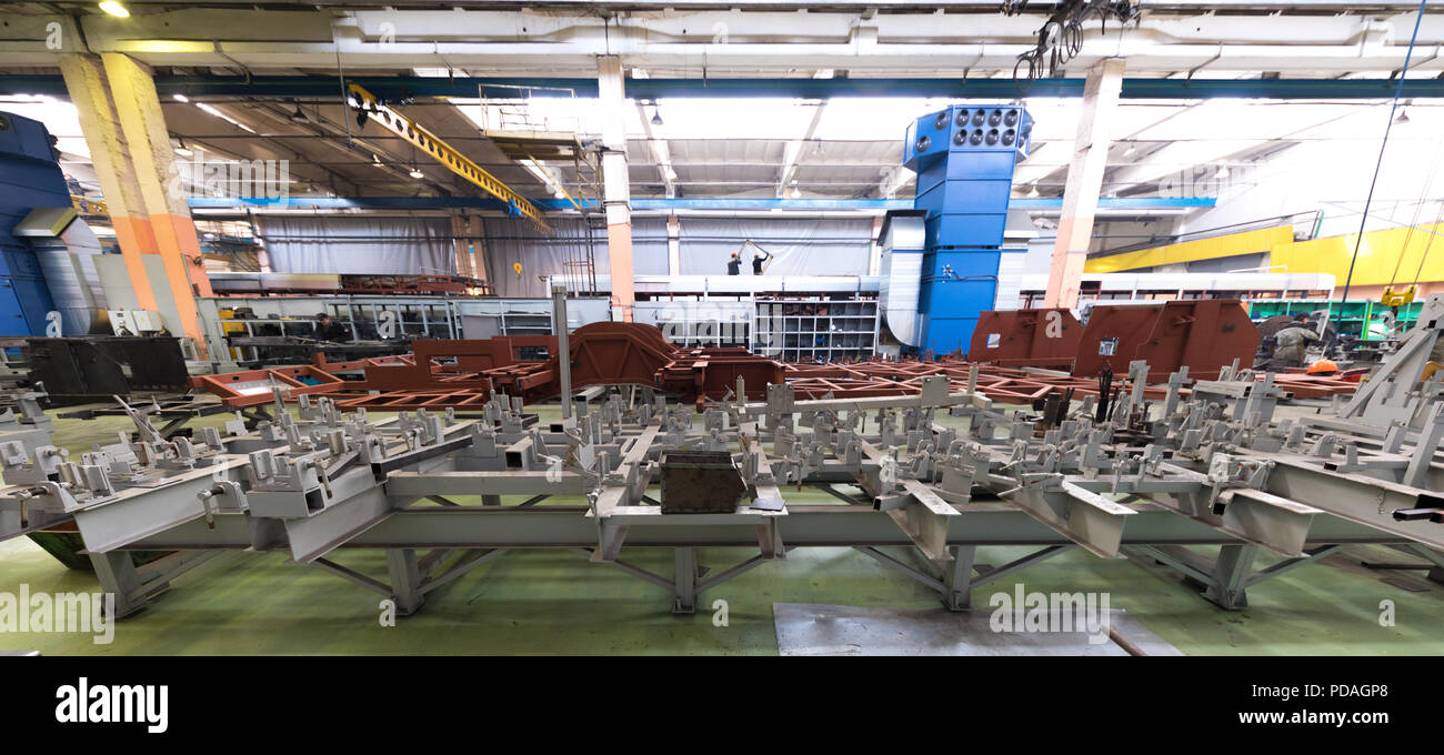 Minsk, Belarus - February 22, 2018: Bus production manufacture Stock ...