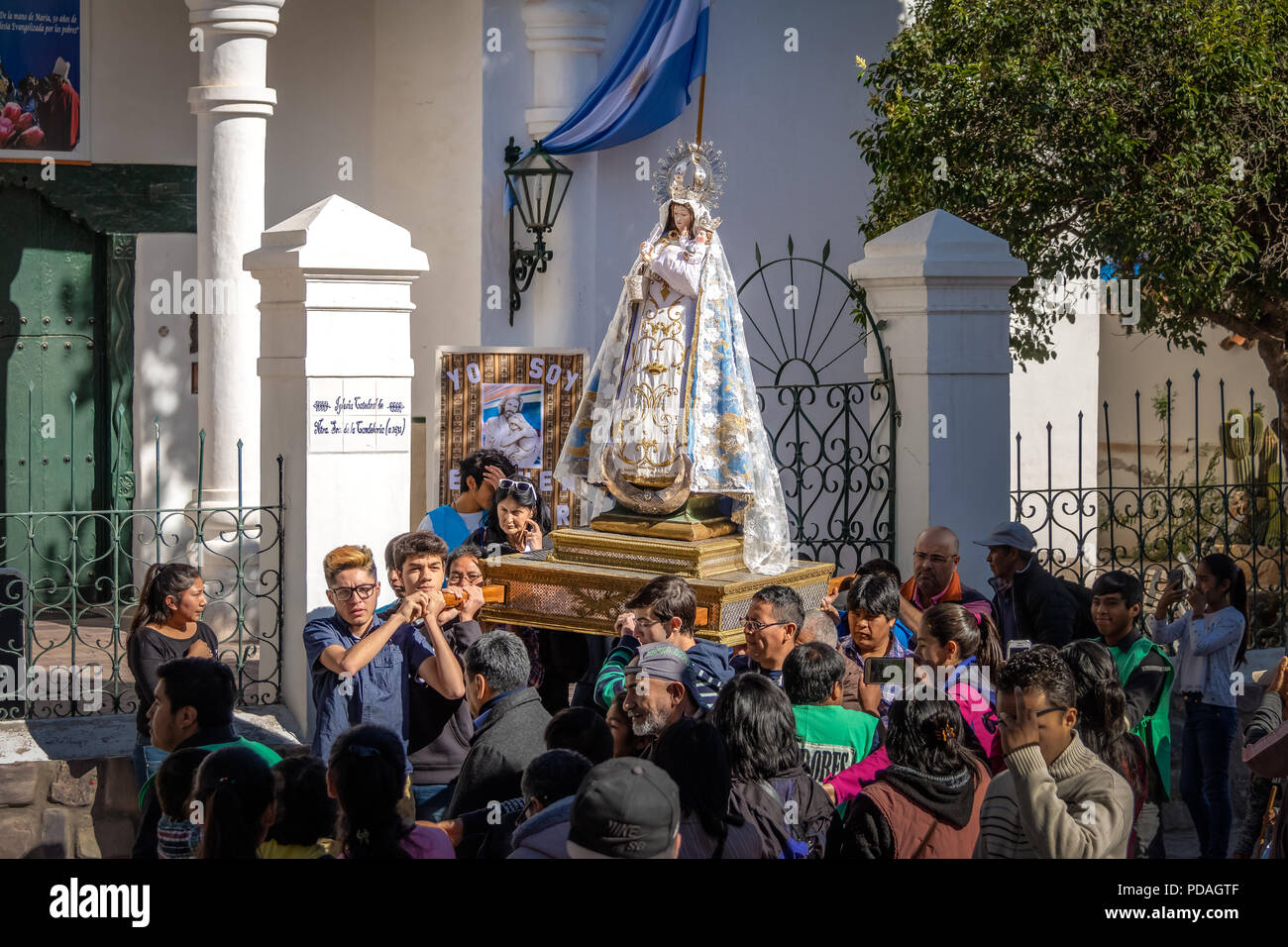 Our Lady of Candelaria virgin statue carried through procession ...