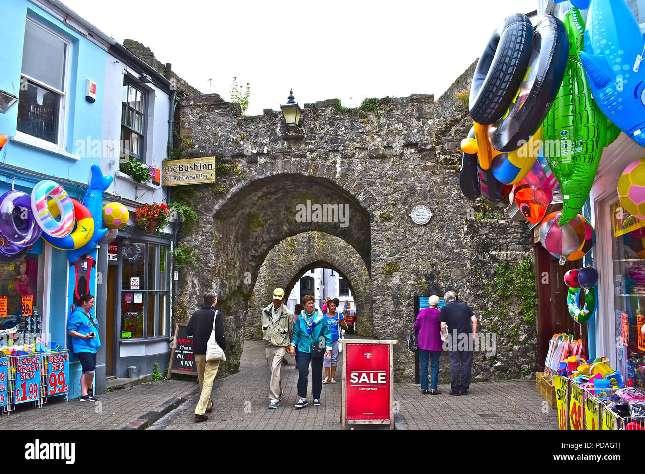 The Five Arches Gate which forms part of the old town walls of Tenby in ...
