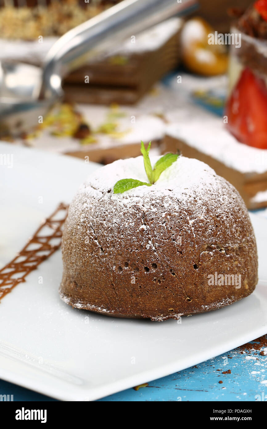 Homemade hot chocolate pudding with fondant center , lava cake Stock ...