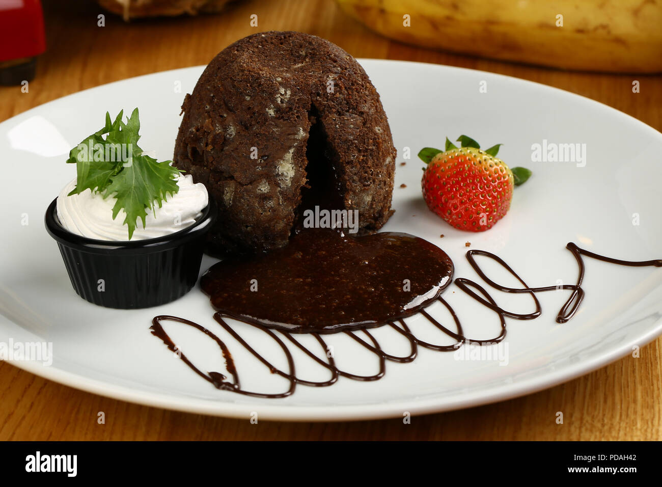 Homemade hot chocolate pudding with fondant center , lava cake Stock ...
