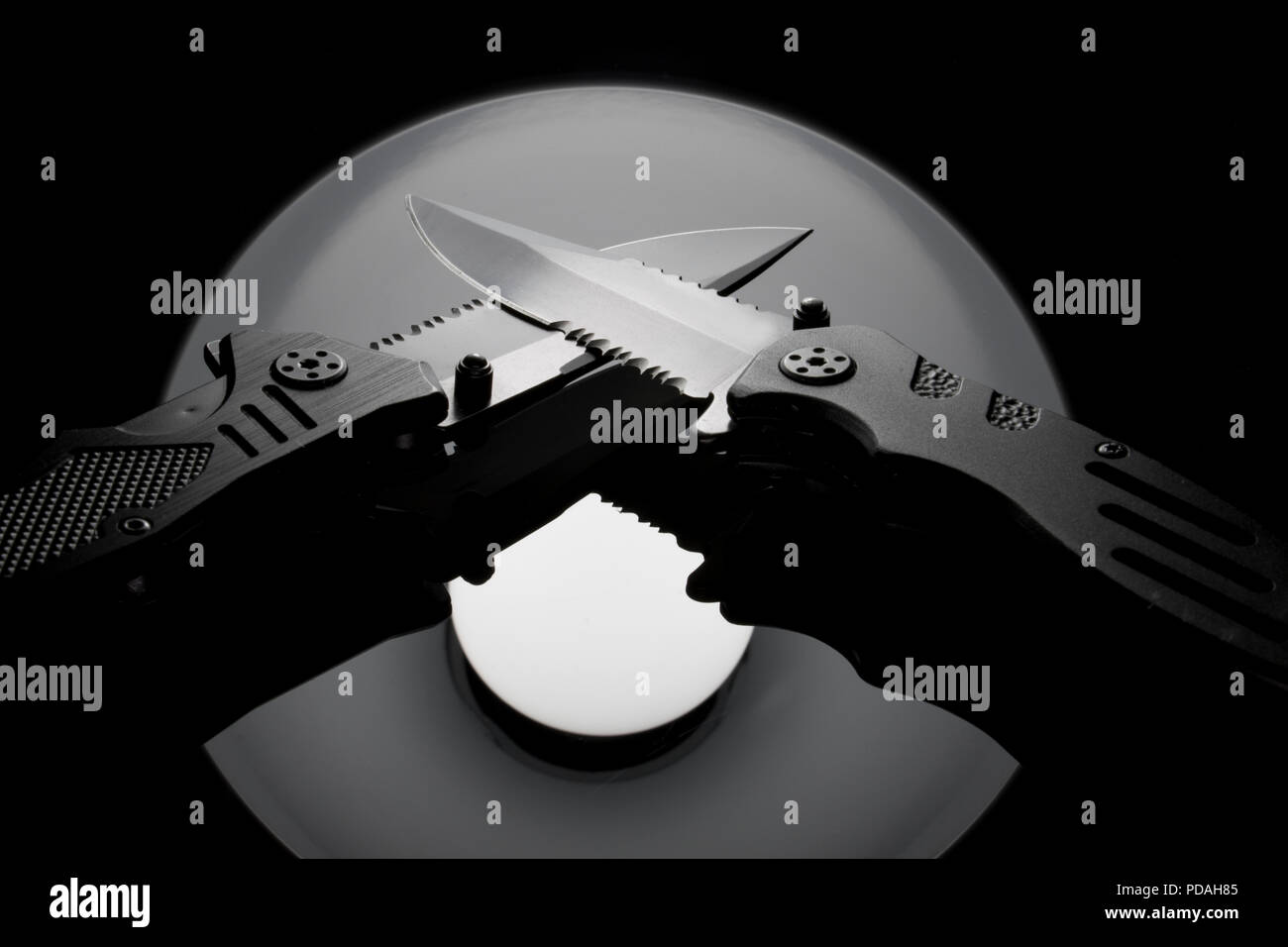 Military grade hand to hand combat weapons. Black camo army knifes ...