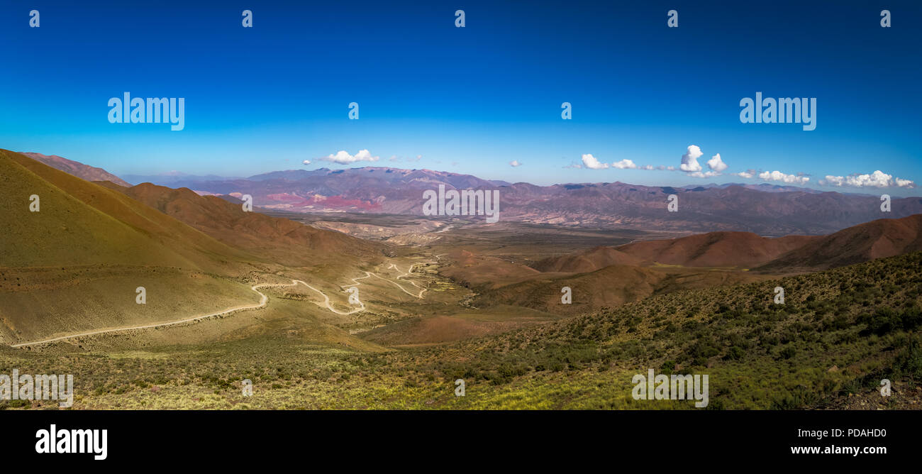 High view of Valley at Quebrada de Humahuaca - Humahuaca, Jujuy ...