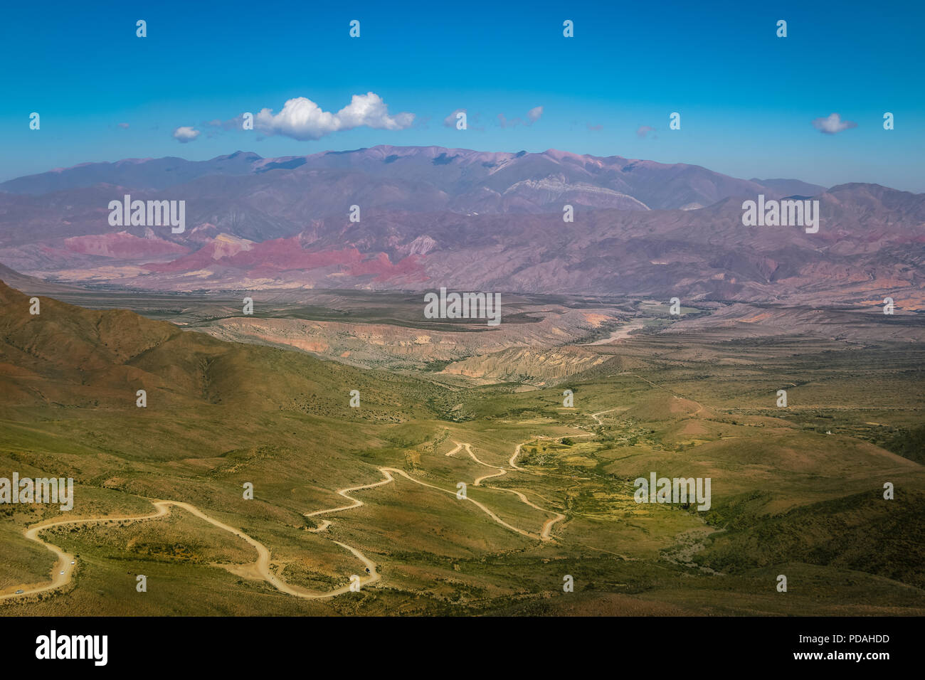 High view of Valley at Quebrada de Humahuaca - Humahuaca, Jujuy ...
