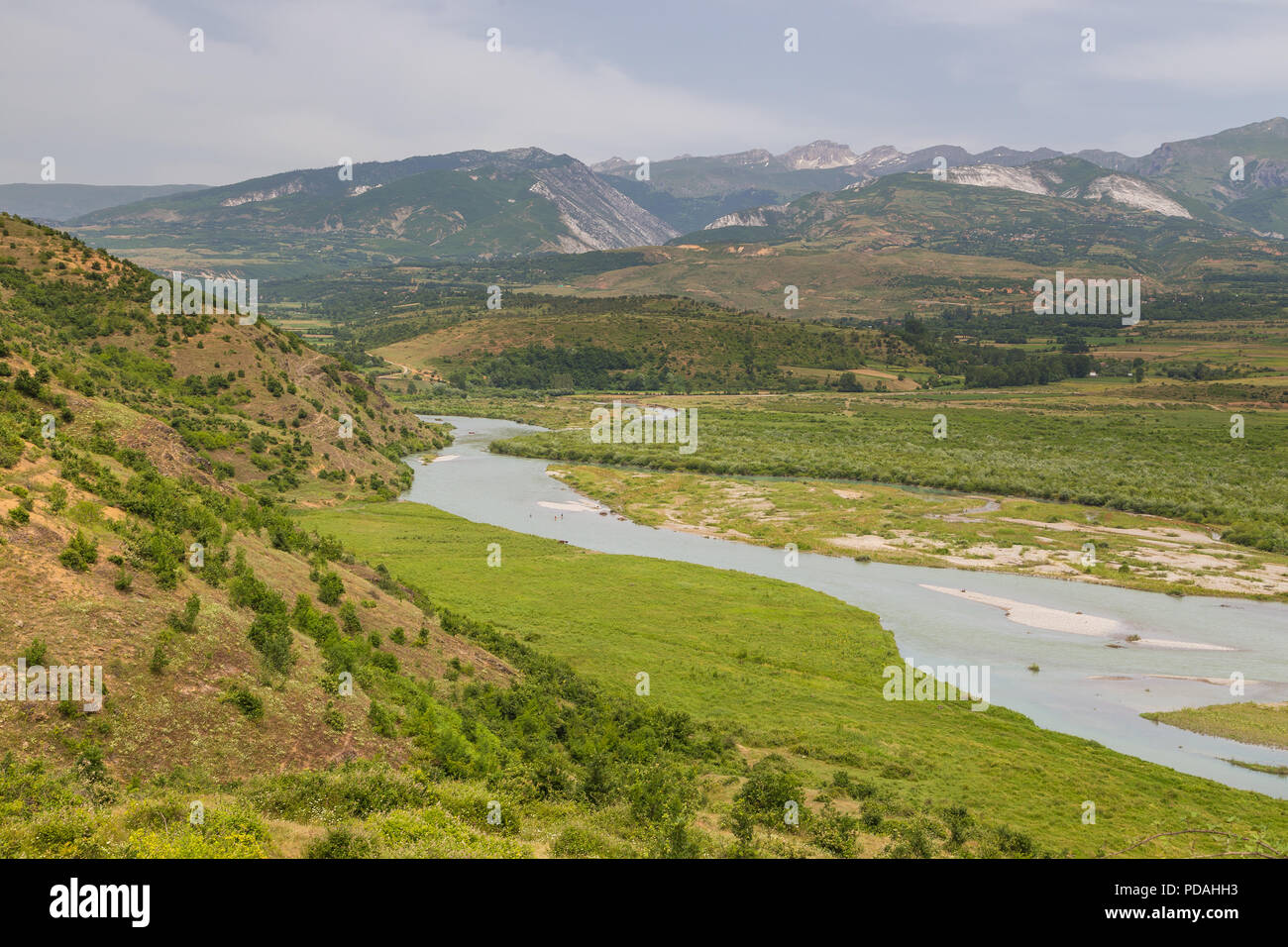 Scenic landscape view in Albanian mountain and Black Drin River, Lure ...