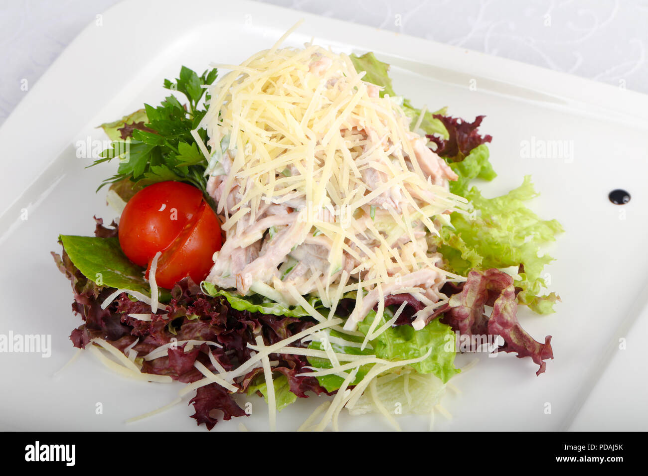 Salad with ham and parmesan cheese Stock Photo - Alamy